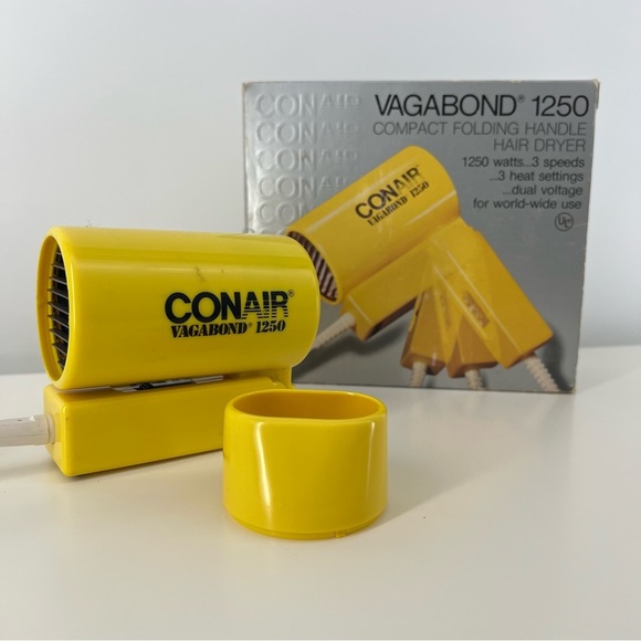 Conair | Hair | Vintage 98s Conair Vagabond 1250 Yellow Compact Folding ...